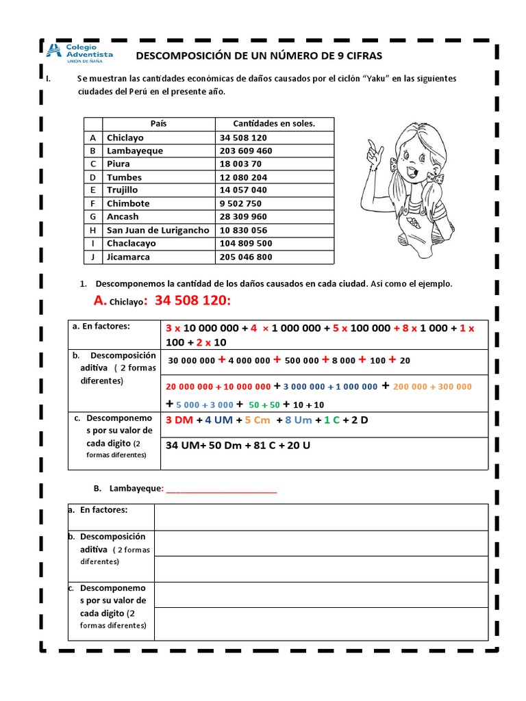 Descompone Números Hasta La Centena de Millón | PDF