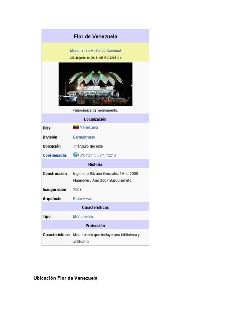 Flor de Venezuela Ubicacion | Descargar gratis PDF | Venezuela