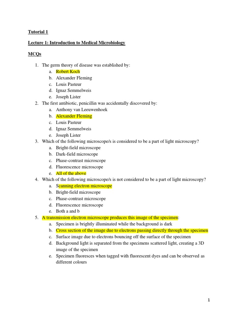 MBS130 Tutorial 1 | PDF