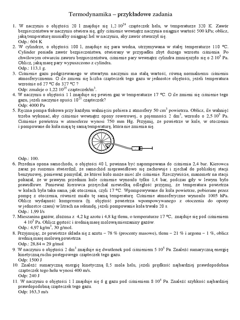 Termodynamika Przykładowe Zadania | PDF