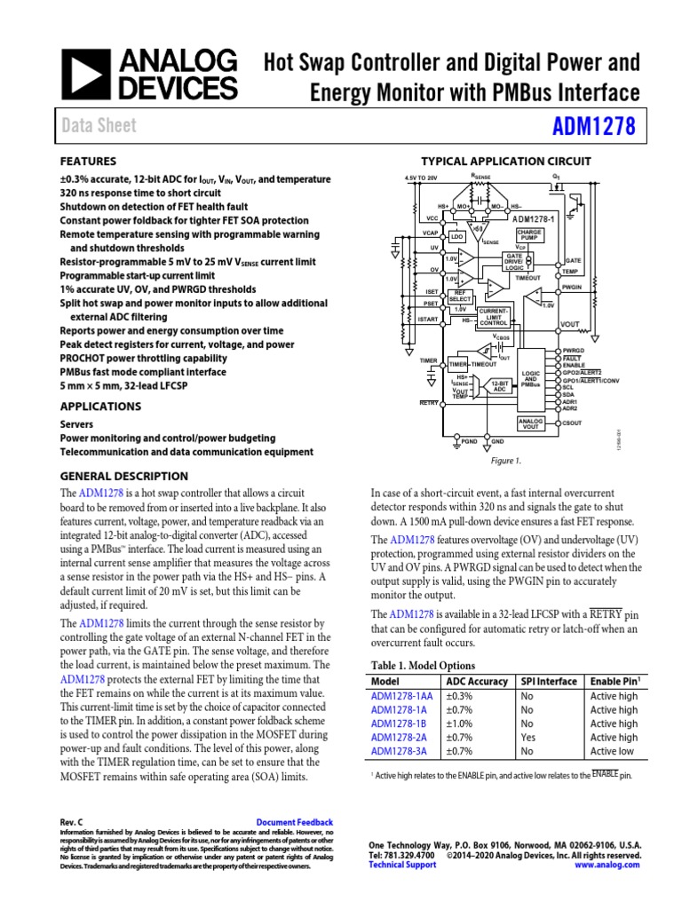 Adm 1278 | PDF | Analog To Digital Converter | Field Effect Transistor