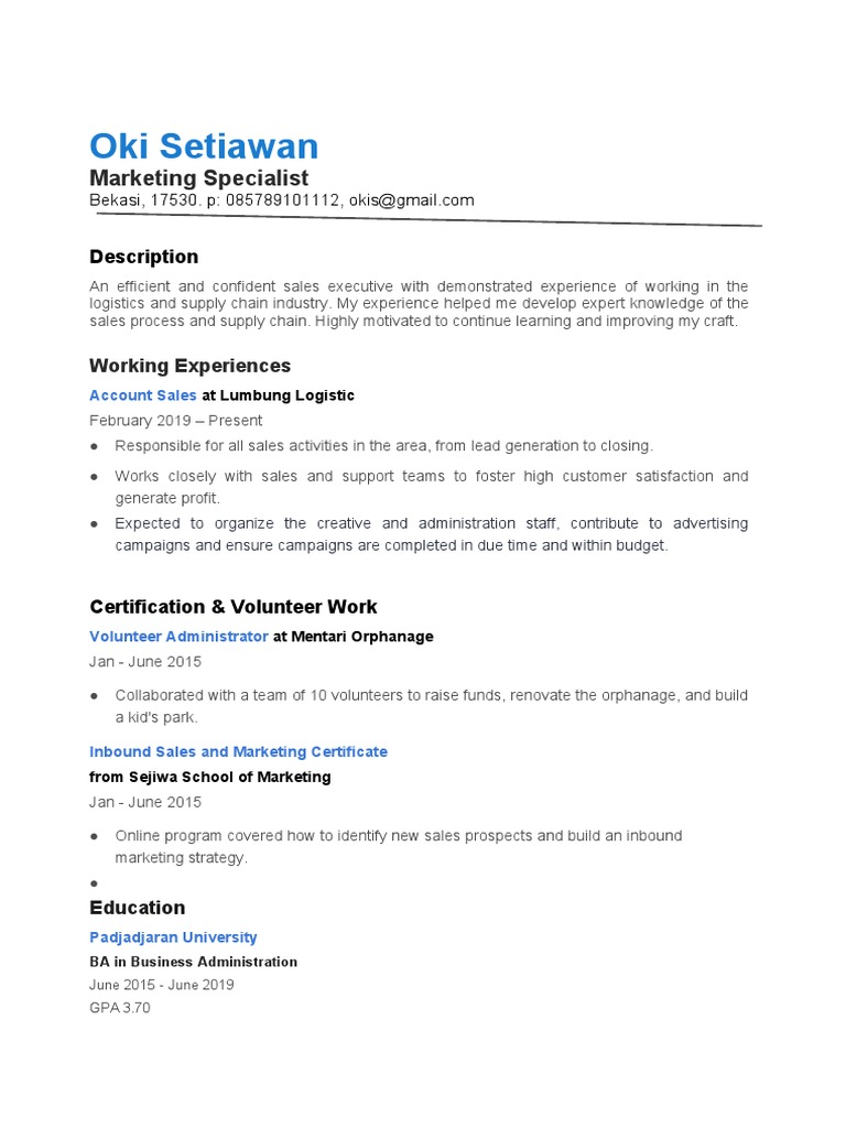 Contoh (Template) CV 4 | PDF