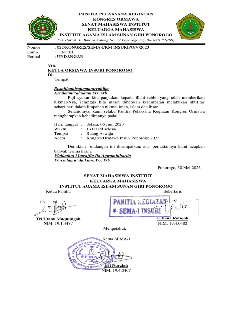 Contoh Undangan Resmi | PDF