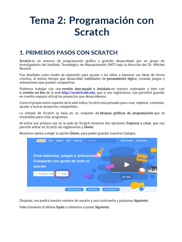 Sesión 1 Programación Con Scratch | PDF | Scratch (lenguaje de ...
