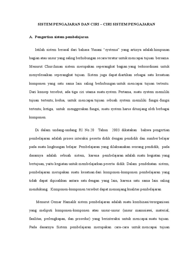 Sistem Pengajaran Dan Ciri2 Sistem Pengajaran Pdf2 | PDF
