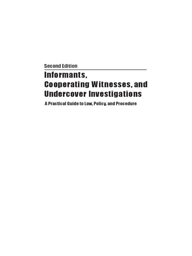 Informants, Cooperating Witnesses, and Undercover Investigations | PDF ...