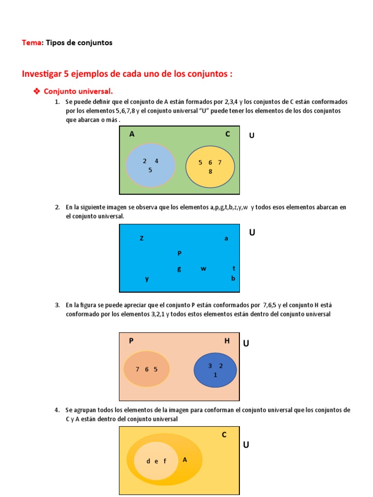 Ejemplos de Conjuntos en Matemáticas | PDF | Conjunto (Matemáticas ...