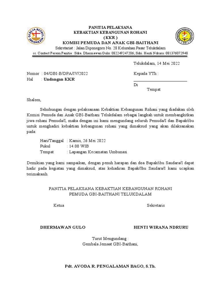 surat undangan KKR | PDF