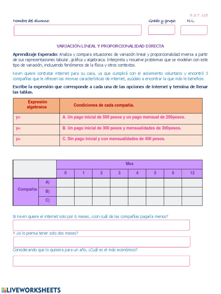 Variacion Lineal y Proporcionalidad Directa | PDF