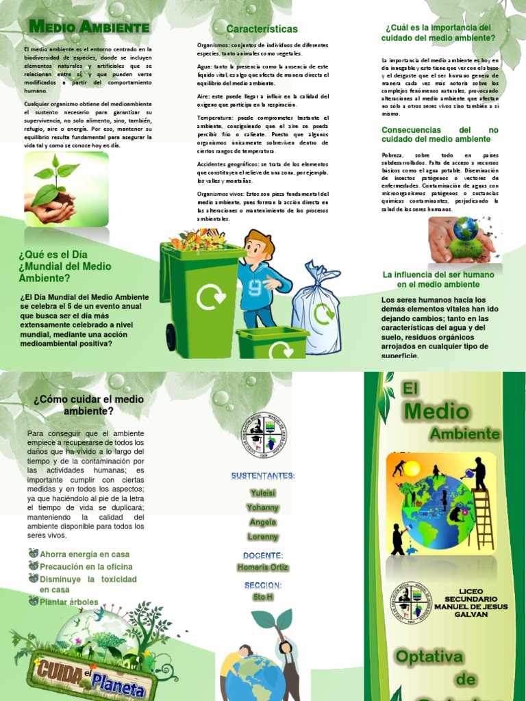 Triptico Del Medio Ambiente | PDF | Entorno natural | Agua