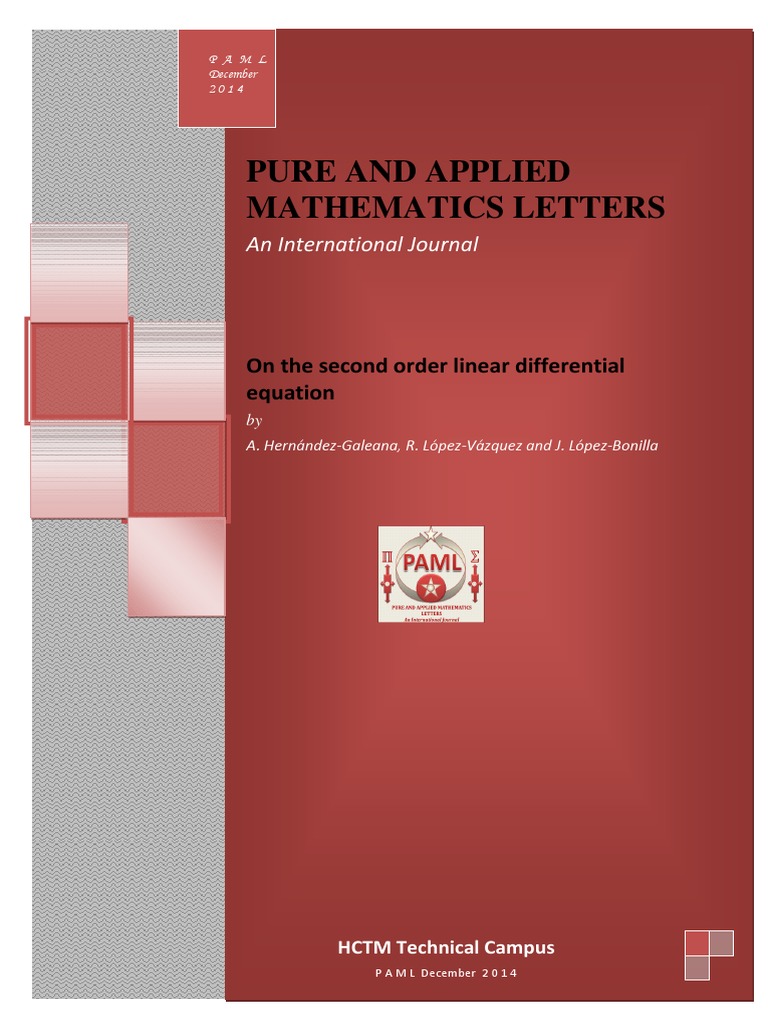 Pure and Applied Mathematics Letters: An International Journal | PDF ...