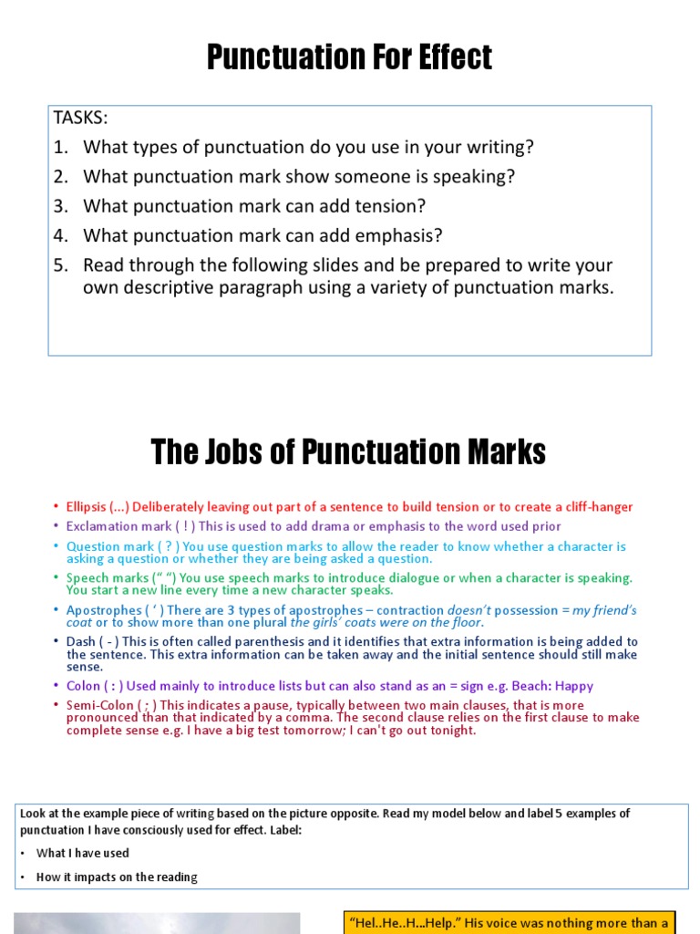 05 WRITING - Punctuation - Worksheet On Punctuation For Effect ...