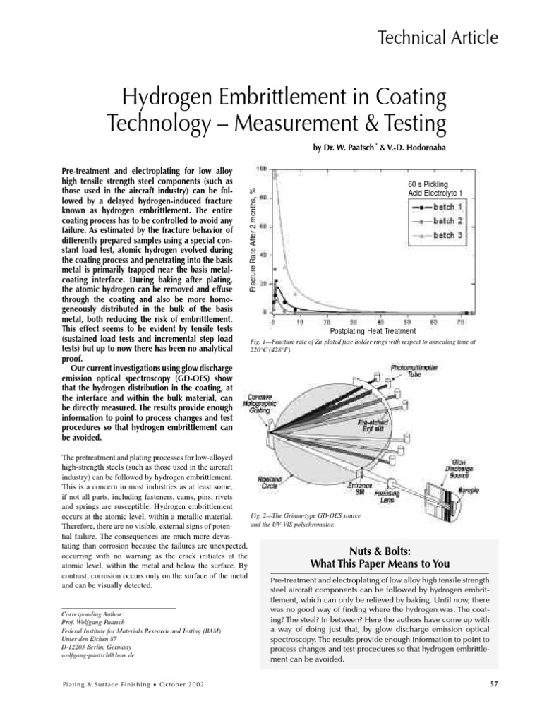 Hydrogen Embrittlement | PDF | Metals | Physical Chemistry