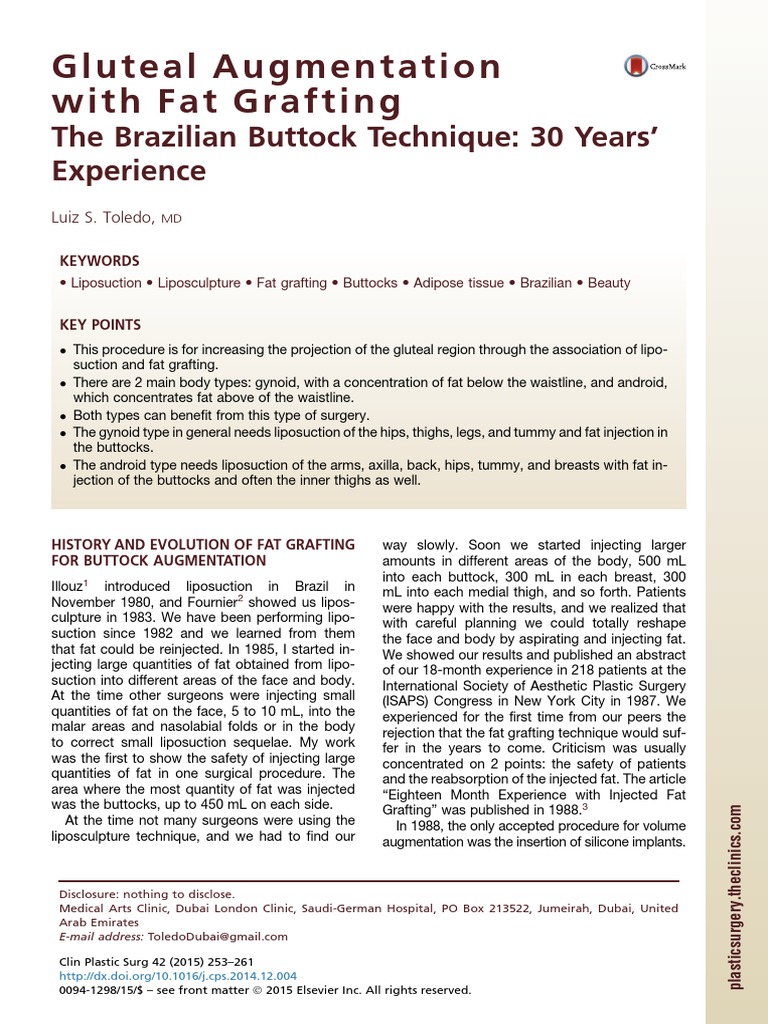 Gluteal Augmentation With Fat Grafting | PDF | Adipose Tissue | Anesthesia
