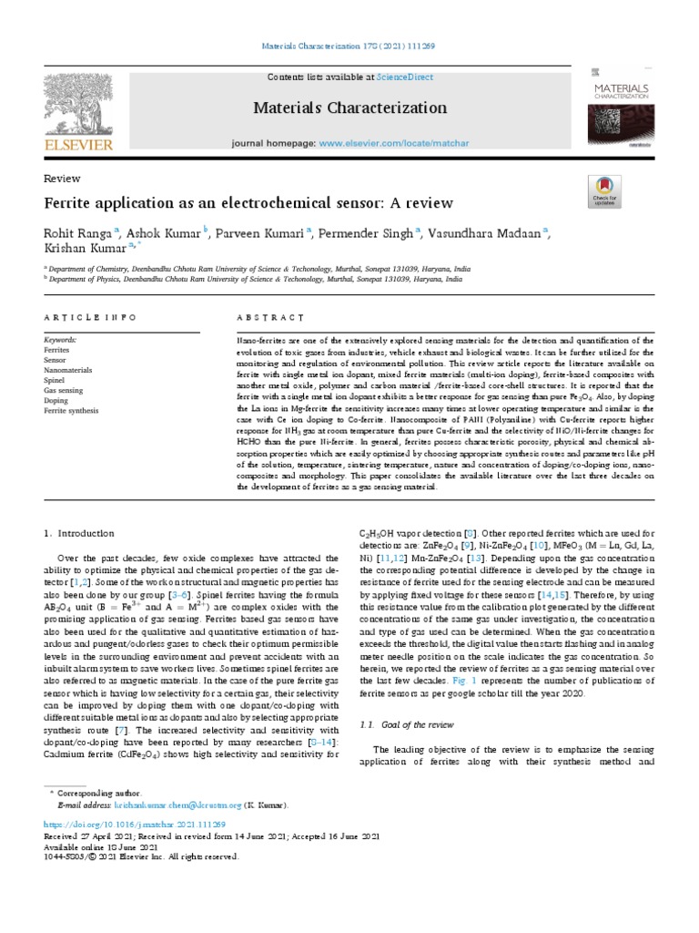 Ferrite Application As An Electrochemical Sensor A Review | PDF ...