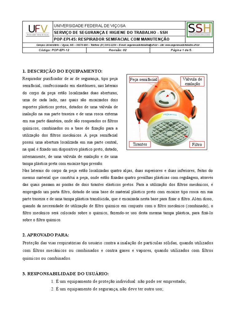 Pop Epi 12 Respirador Semifacial | PDF | Oxigênio