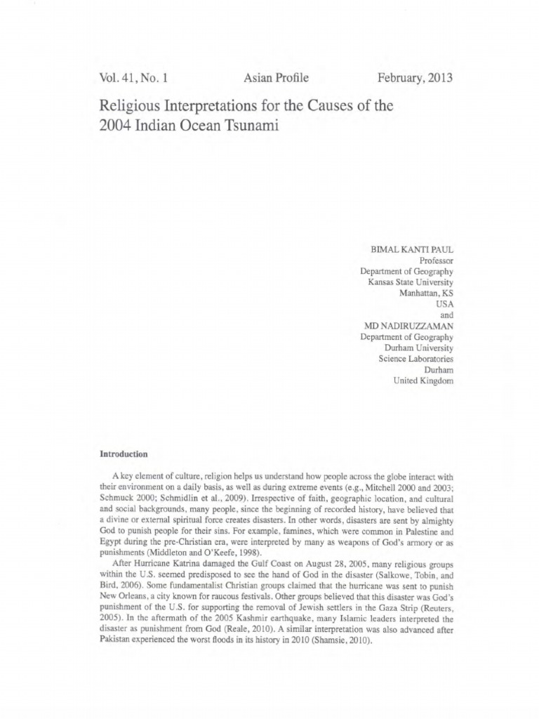 Religious Interpretations For The Causes Tsunami | PDF