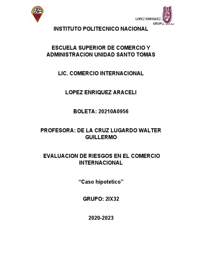 Tipos de Riesgos y Sus Parámetros en El Comercio Internacional | PDF