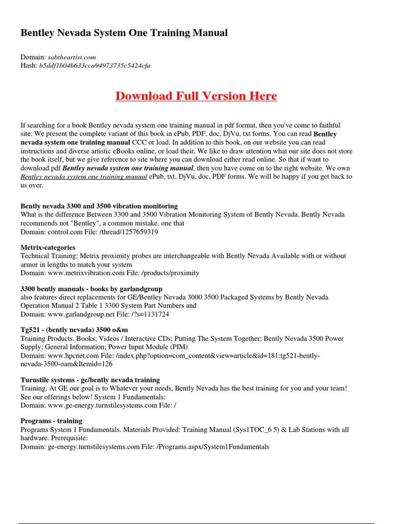 Bentley Nevada System One Training Manual | PDF | Computing