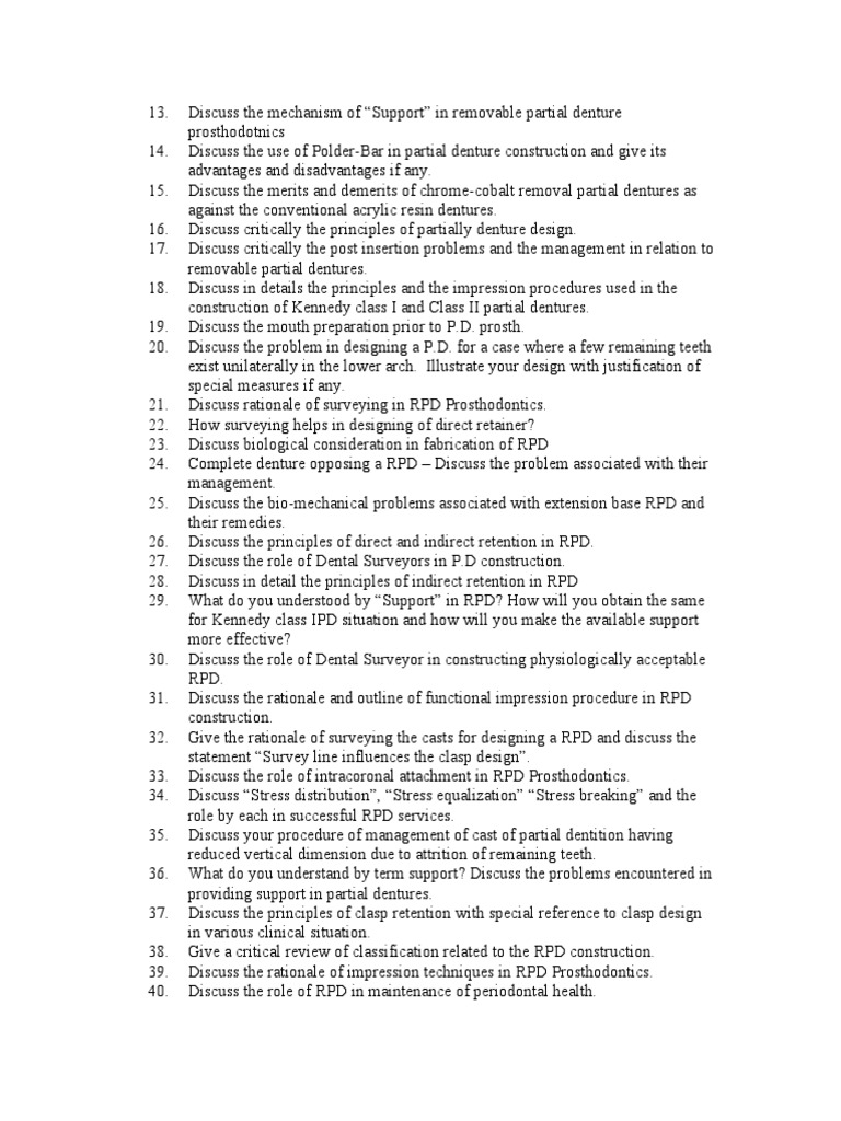 Comprehensive Guide to Removable Partial Dentures | PDF | Dentures | Dental Implant