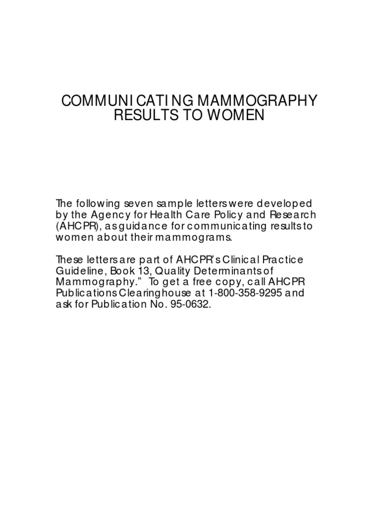 Mammography Results Communication Letters | PDF | Mammography | Breast ...