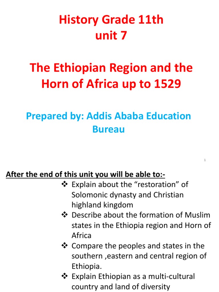 History Grade 11 Unit 7 | PDF | Horn Of Africa | Ethiopia