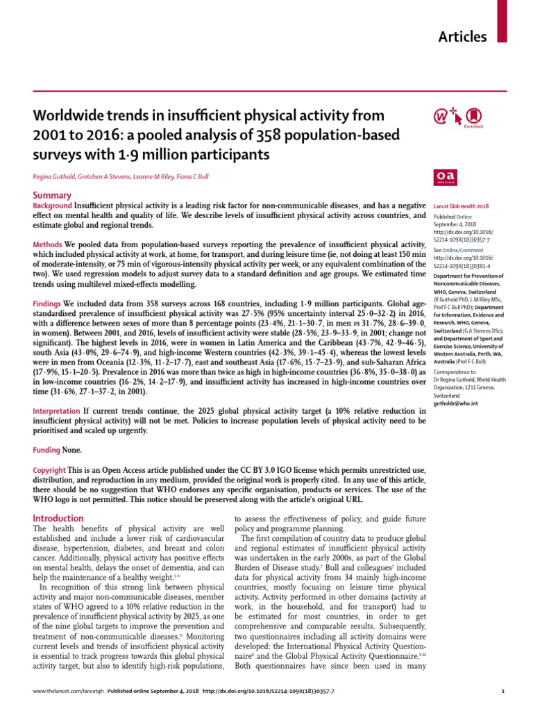 Worldwide Trends in Insufficient Physical Activity | PDF