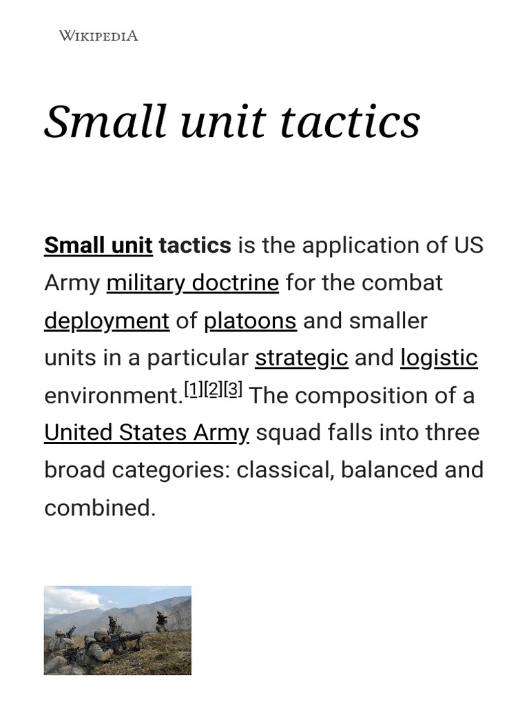 Small Unit Tactics - Wikipedia | PDF