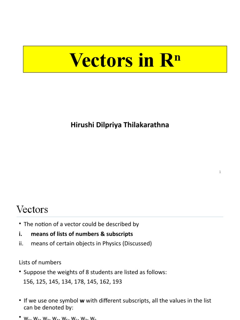 Vectors in RN | PDF | Teaching Methods & Materials
