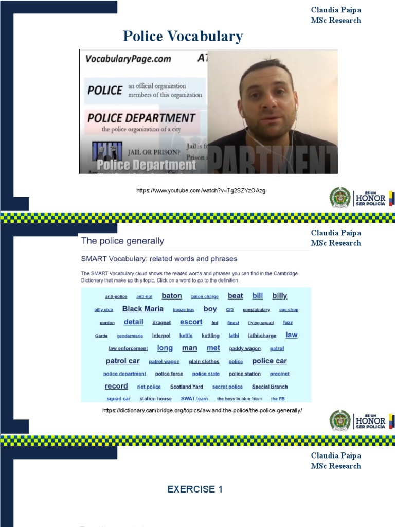 Exercises Students Police - Vocabulary | PDF | Vocabulary | Writing