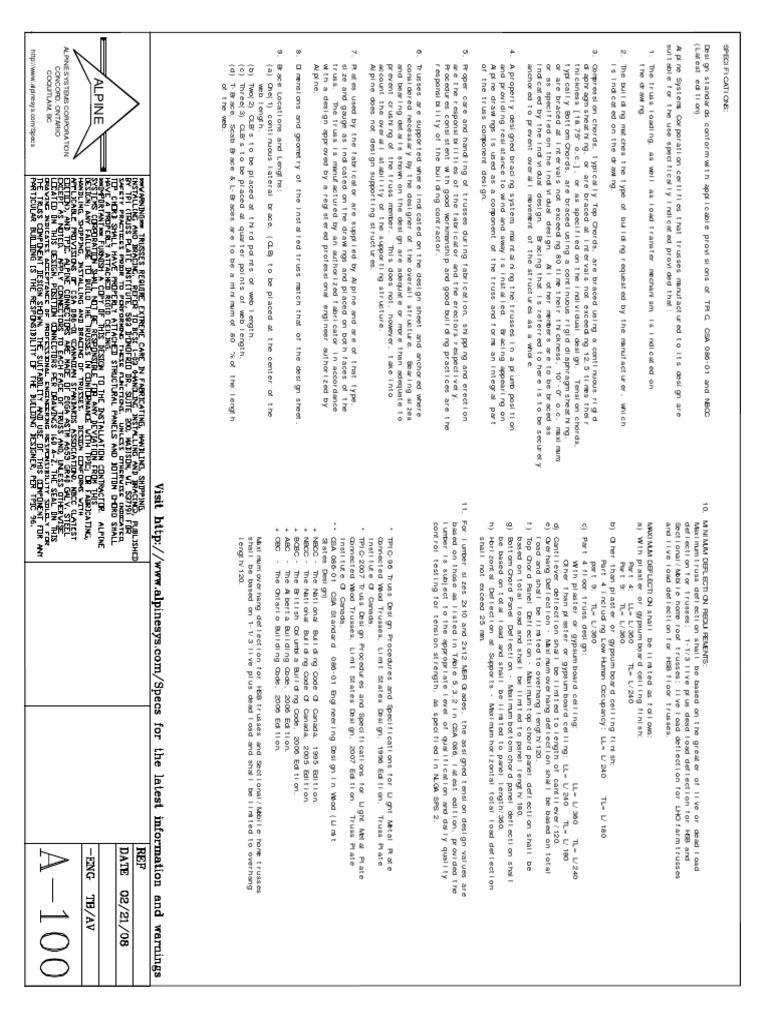 Alpine Standard Sheets NBCC2005 | PDF | Technology & Engineering