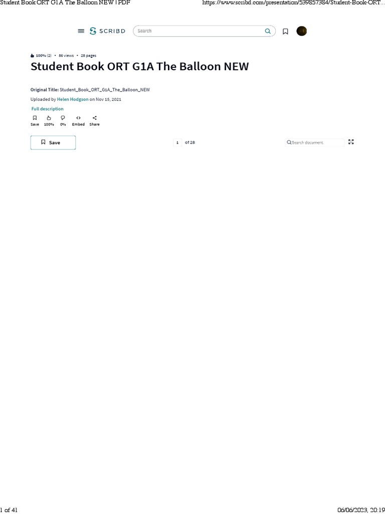 Student Book ORT G1A The Balloon NEW PDF | PDF | Scribd | Written ...