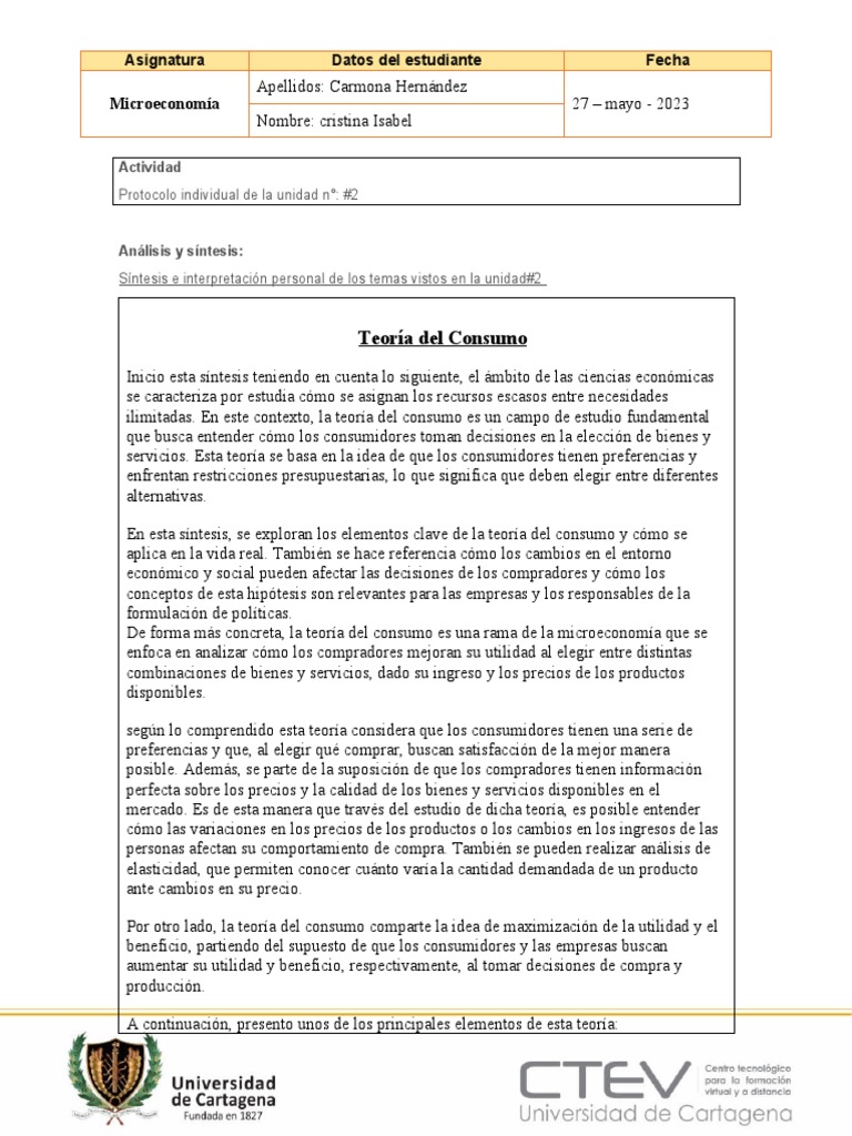 Protocolo Individual 2 | Descargar gratis PDF | Utilidad | Microeconomía