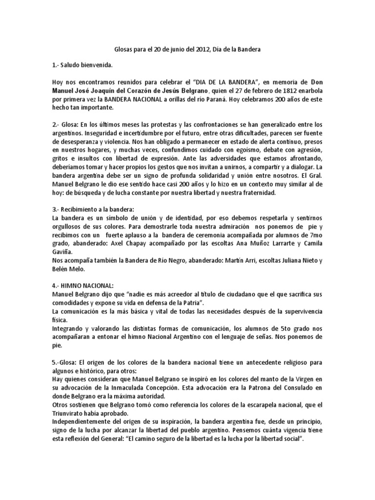 Glosas para El 20 de Junio | PDF