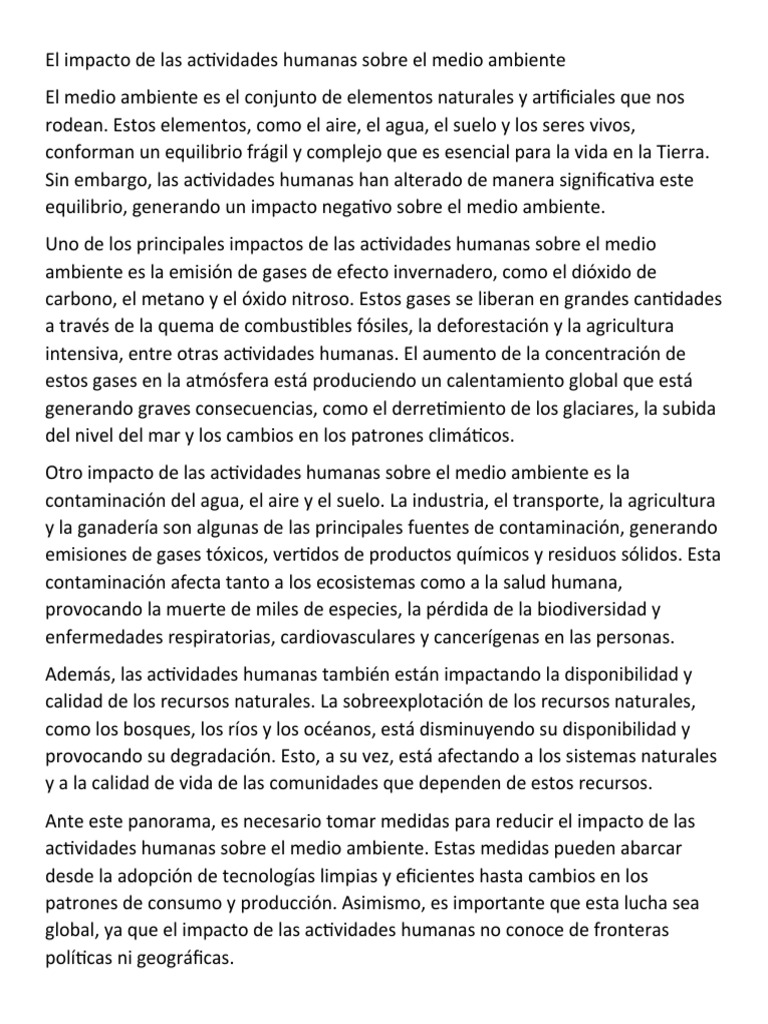 Impacto Humano en el Medio Ambiente | PDF | Ciencia y matemáticas
