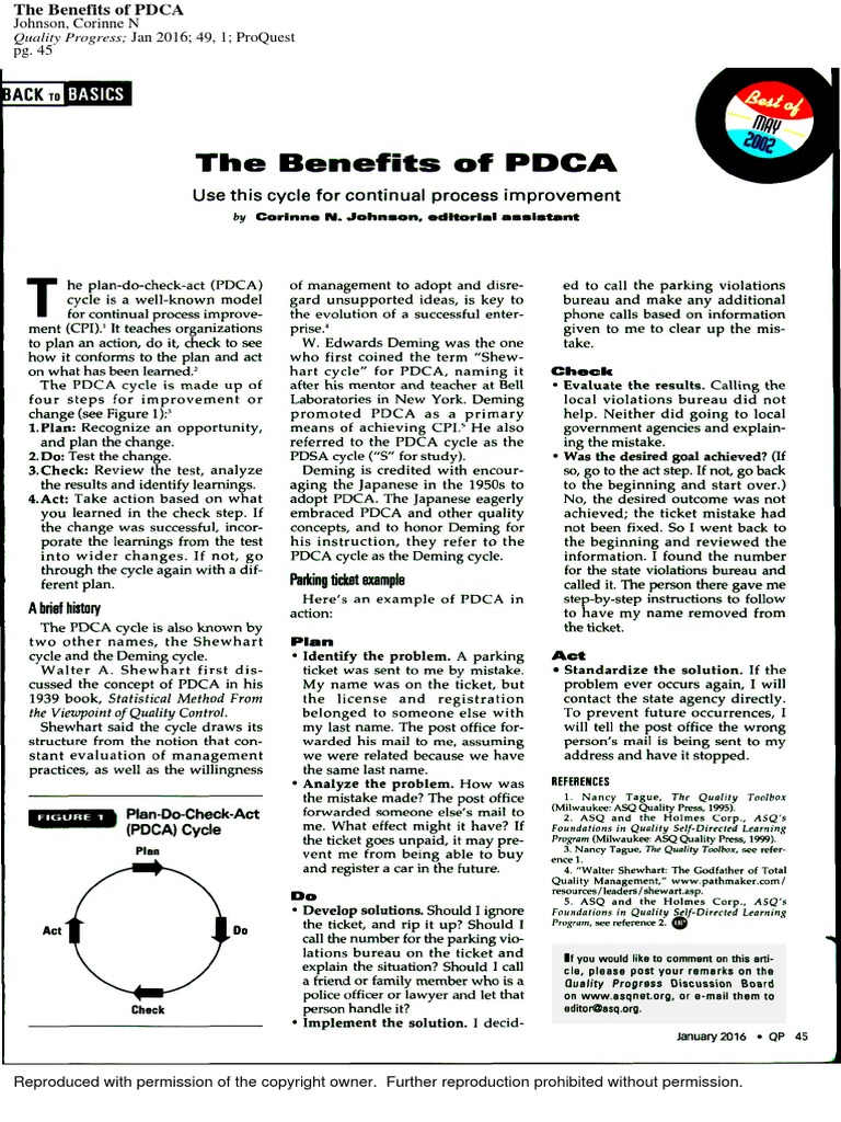 The Benefits of PDCA | PDF