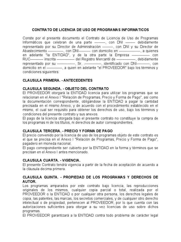 Modelo Contrato Software | PDF