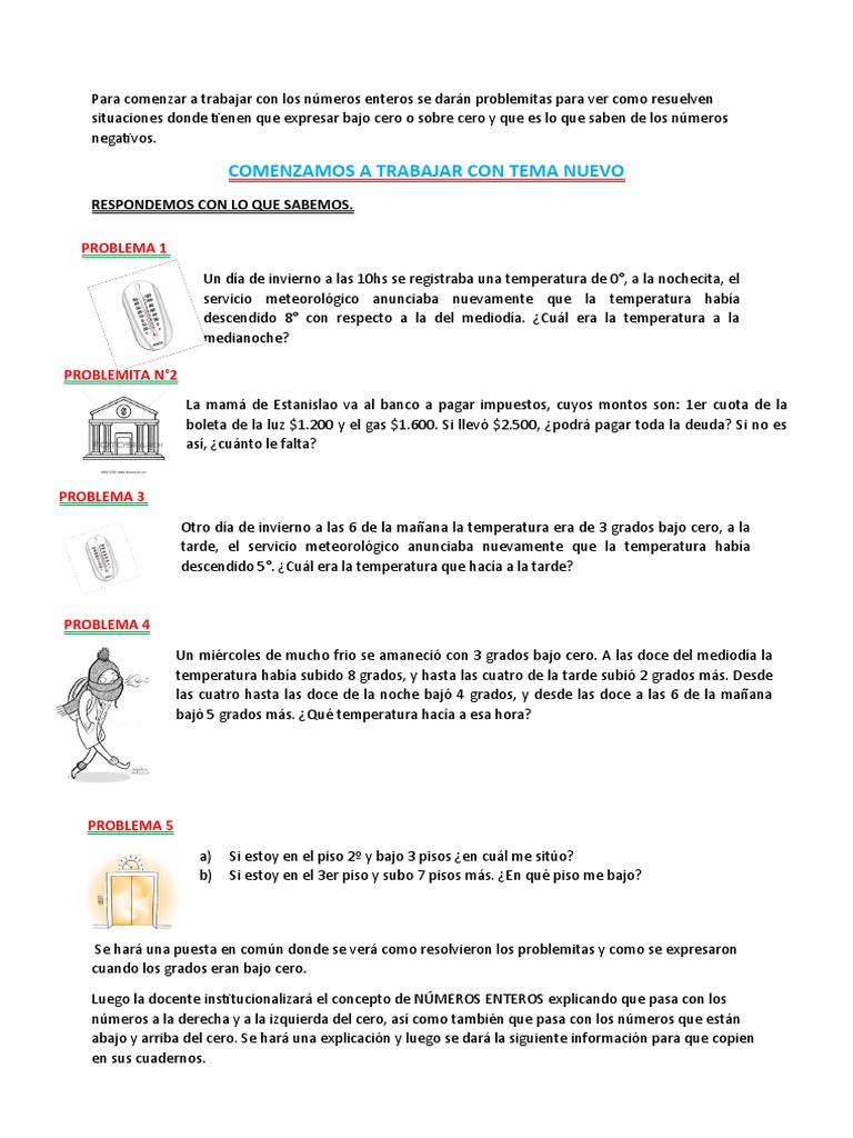 N° Enteros Actividades Diarias Completas | PDF | Entero | Aritmética