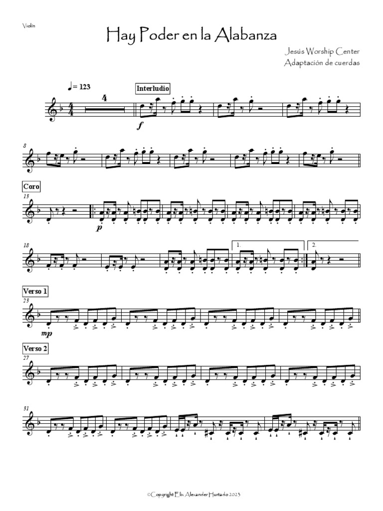 Hay Poder en la Alabanza Violín | PDF