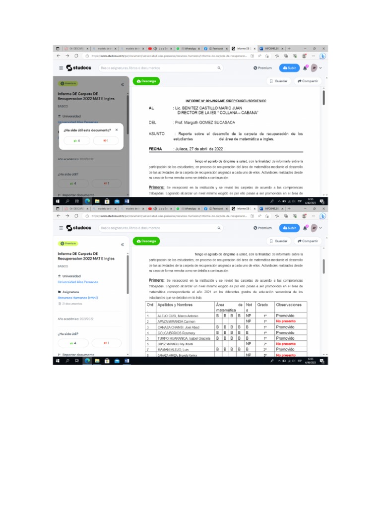 Modelo de Informe de Recuperacion | PDF