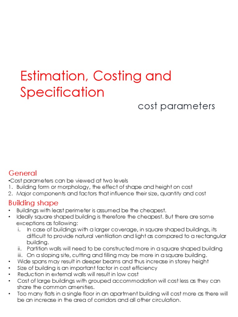 9 Cost Parameters | Download Free PDF | Building | Real Estate Appraisal
