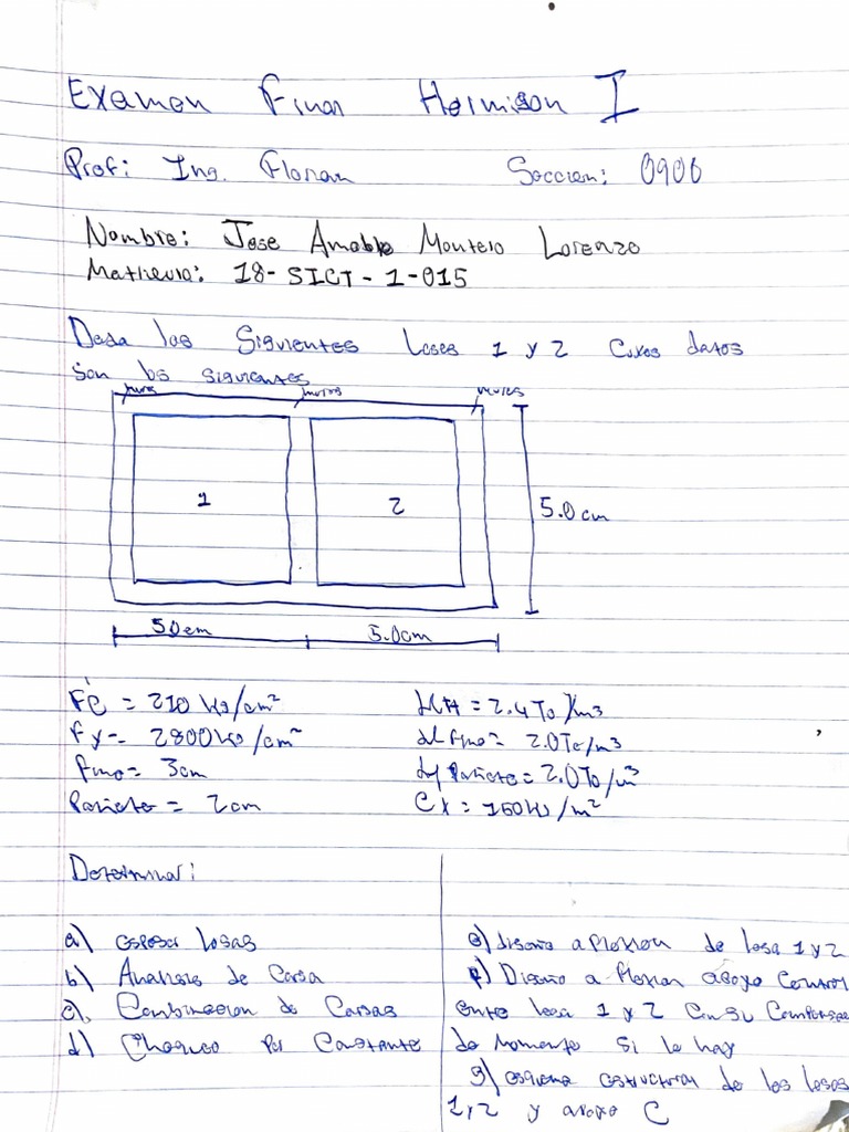 Examen Final Hormigon 1 - 18-Sict-1-015 | PDF