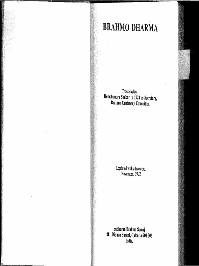 Brahmo Dharma (English) - Debendranath Tagore | PDF