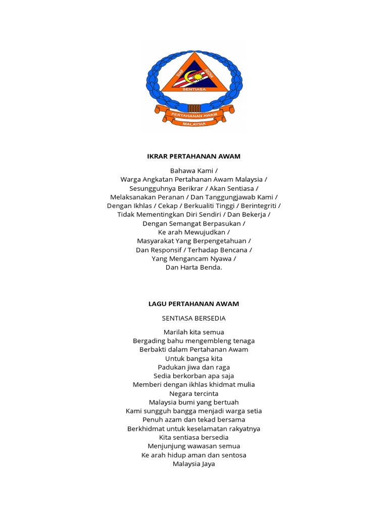 Ikrar Pertahanan Awam | PDF