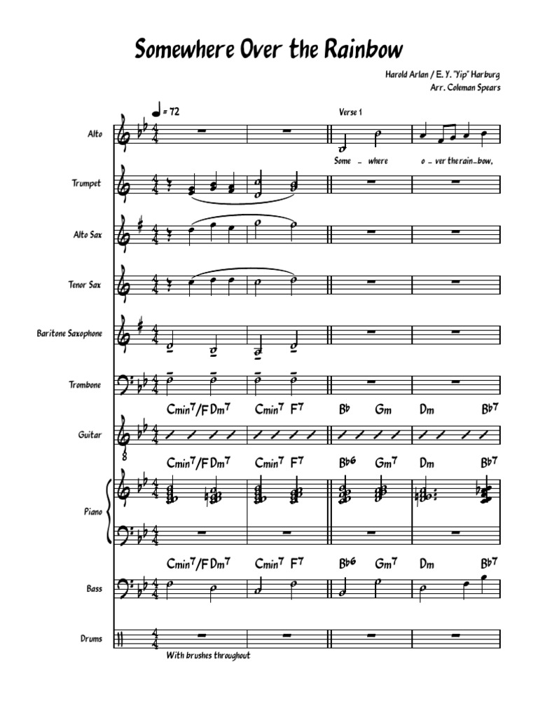 Somewhere Over the Rainbow-Score_and_Parts | PDF | Saxophone | Tenor ...