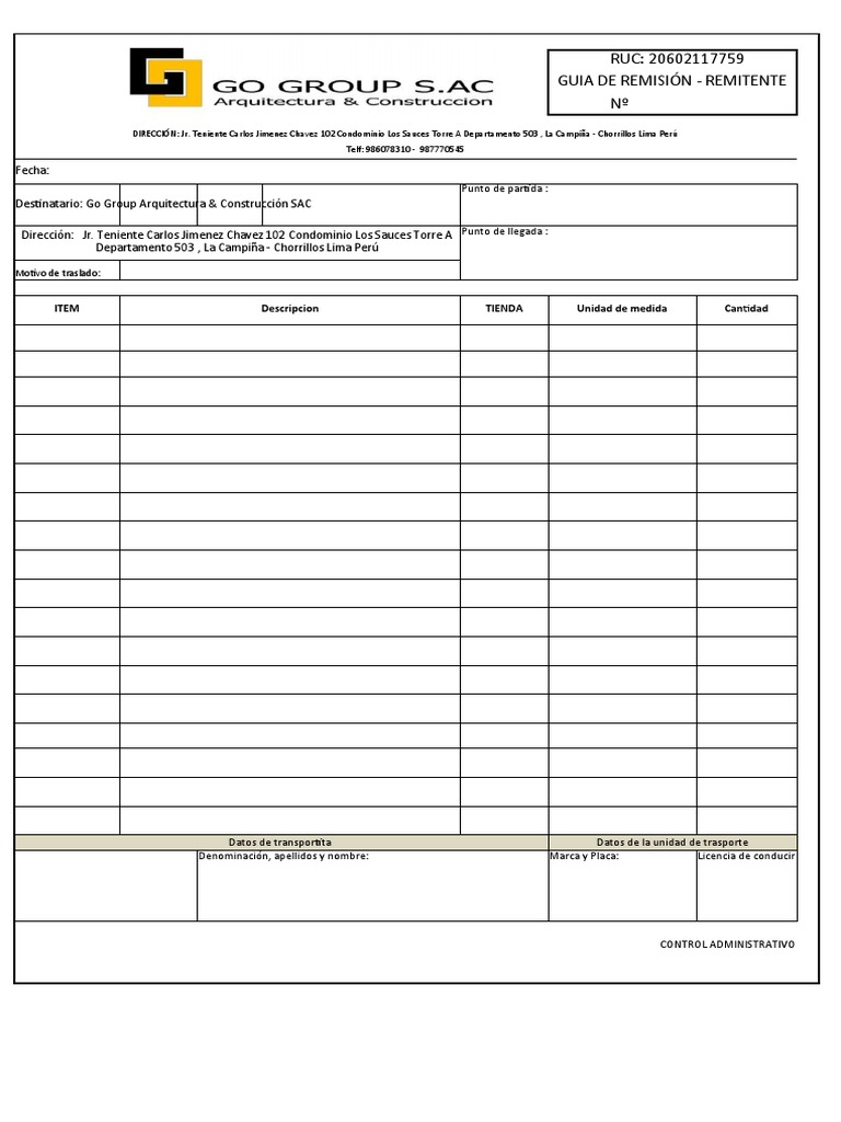 Modelo de Guia de Remision | PDF