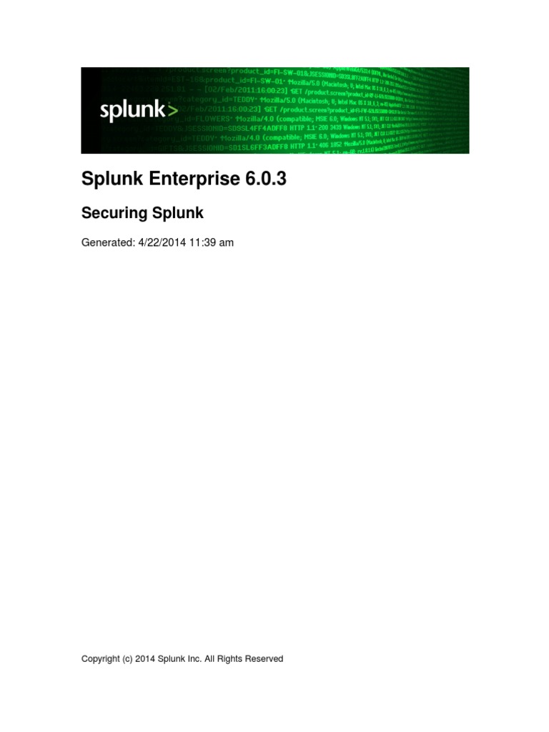 Splunk 6.0.3 Security | PDF | Transport Layer Security | Public Key Certificate