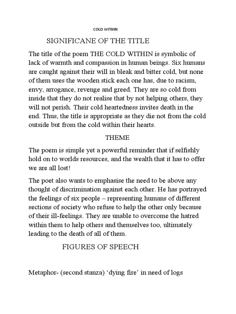 Cold Within | PDF | Metaphor