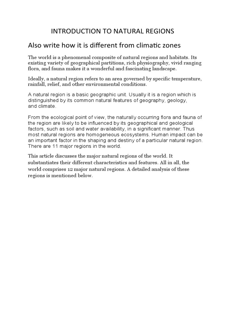 Introduction To Natural Regions | PDF