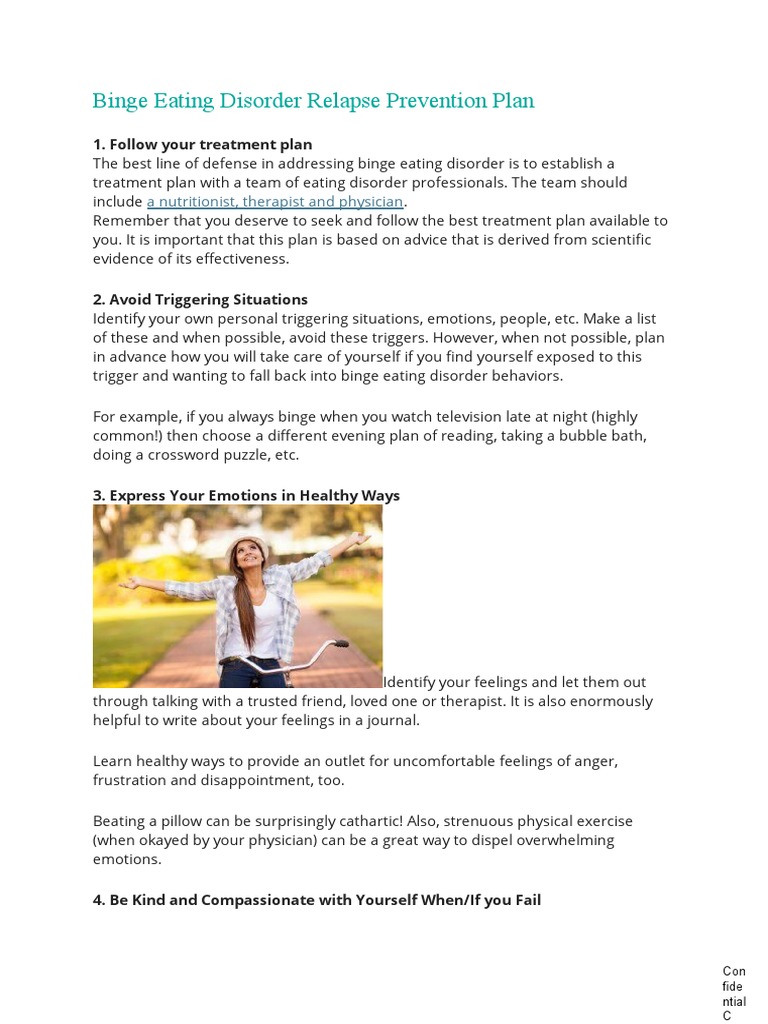 Binge Eating Disorder Relapse Prevention Plan Pdf Eating Disorder
